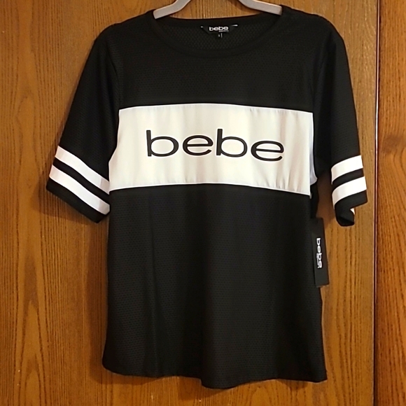 bebe | Tops | Nwt Bebe Sport Pinhole Mesh Tee Black And White | Poshmark